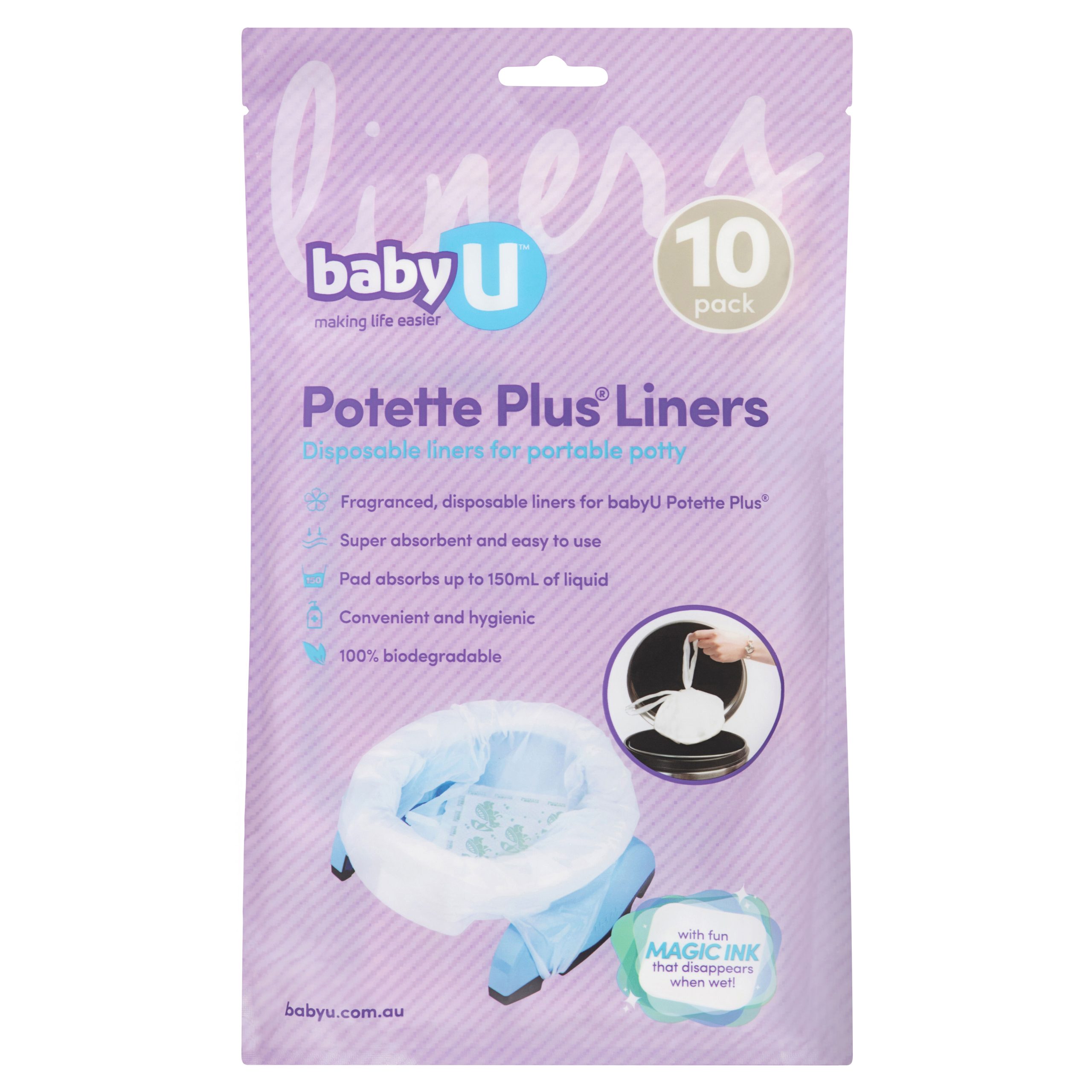 Baby U Potette Plus Liners 10pk | babaloo